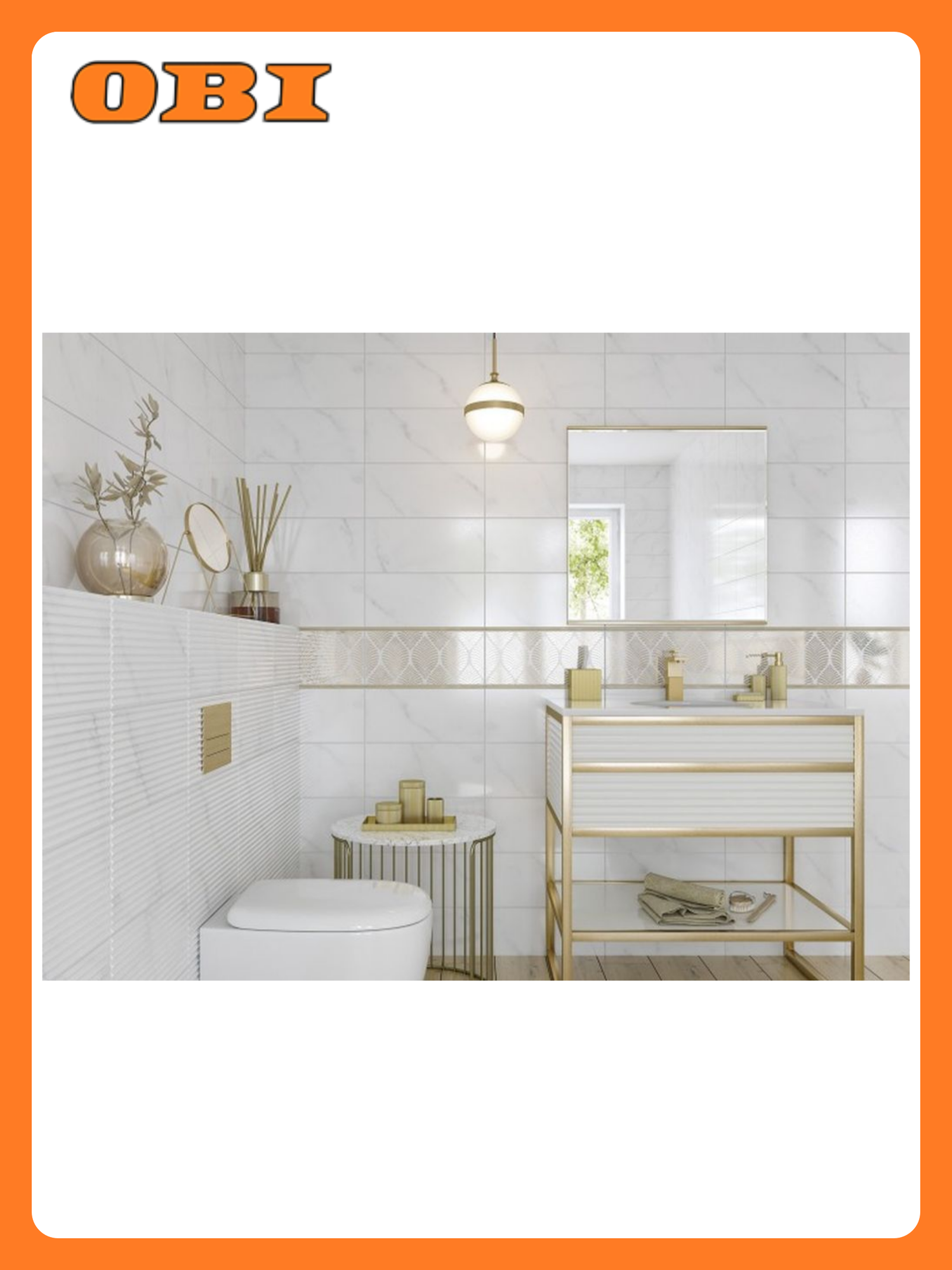 Вставка Cersanit Omnia, для стен, глянцевая, орнамент, 20х44 см