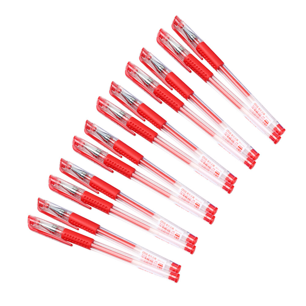 12Pcs Гельовые ручки с насадкой 0.5mm Нейтральные ручки Для студентов Канцелярия Stationery Синяя/Черная/Красная(Optional) Пластик