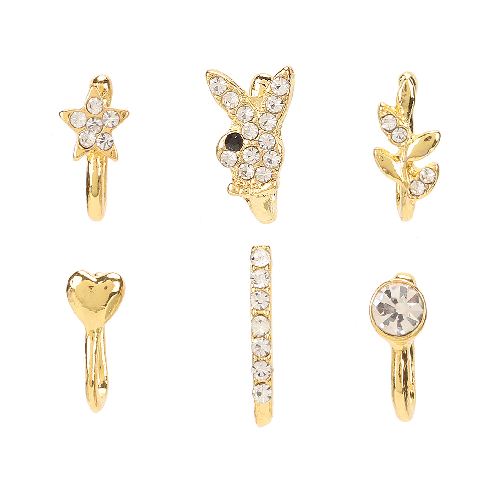 6 шт. поддельное кольцо в носу, зажим на зажиме из нержавеющей стали, гипоаллергенные, безболезненные, размер, регулируемые поддельные кольца в носу, ювелирные изделия, золото