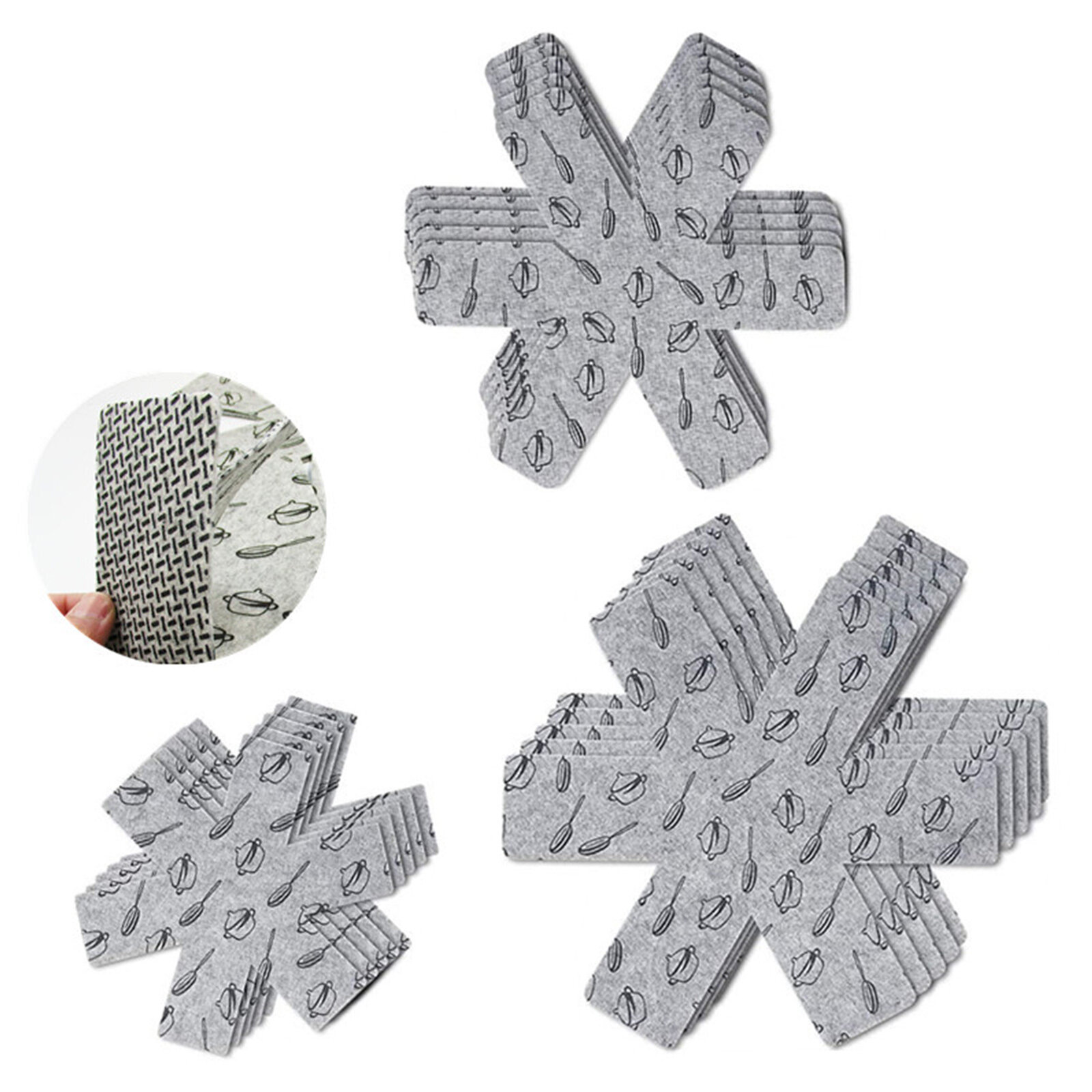 15 ПКЗ Защитные Падди для Сковородок и Кастрюль, Подставки для Сковородок, Защитные Падди для Сковородок и Кастрюль, Теплоустойчивые АнтиСкользящие Падди для Сковородок, Кастрюль, Мишеней, Кухонной Техники, Материал: Нейлон, Цвет: Серый, Модель: 26см,