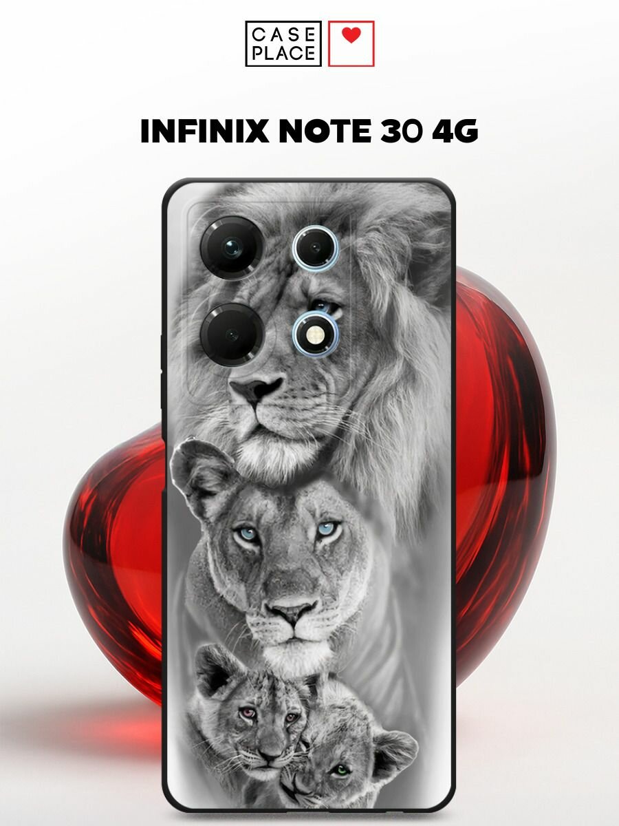 Черный матовый чехол на Infinix Note 30 4G / Инфиникс Нот 30 4G с принтом Львиный прайд