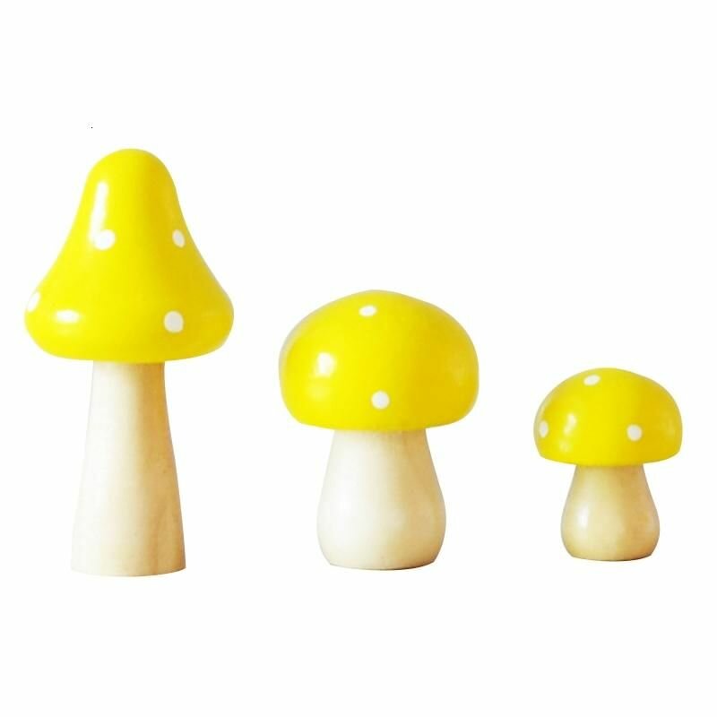 Маленькие грибы для поделок из цельного дерева-желтый