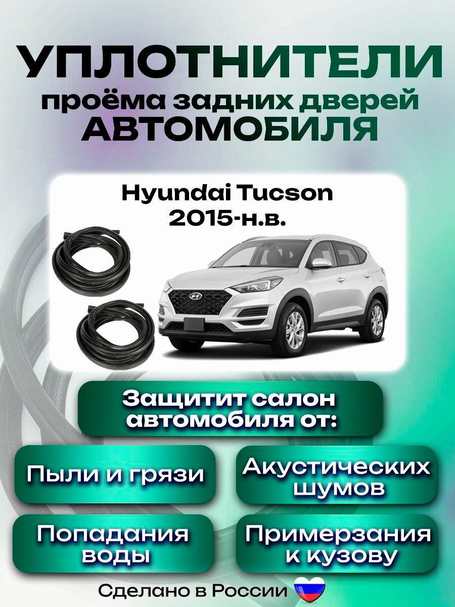Комплект уплотнителей проема задних дверей для Hyundai Tucson 2015-н. в, Хендай Туксон, Туссан - 2 штуки