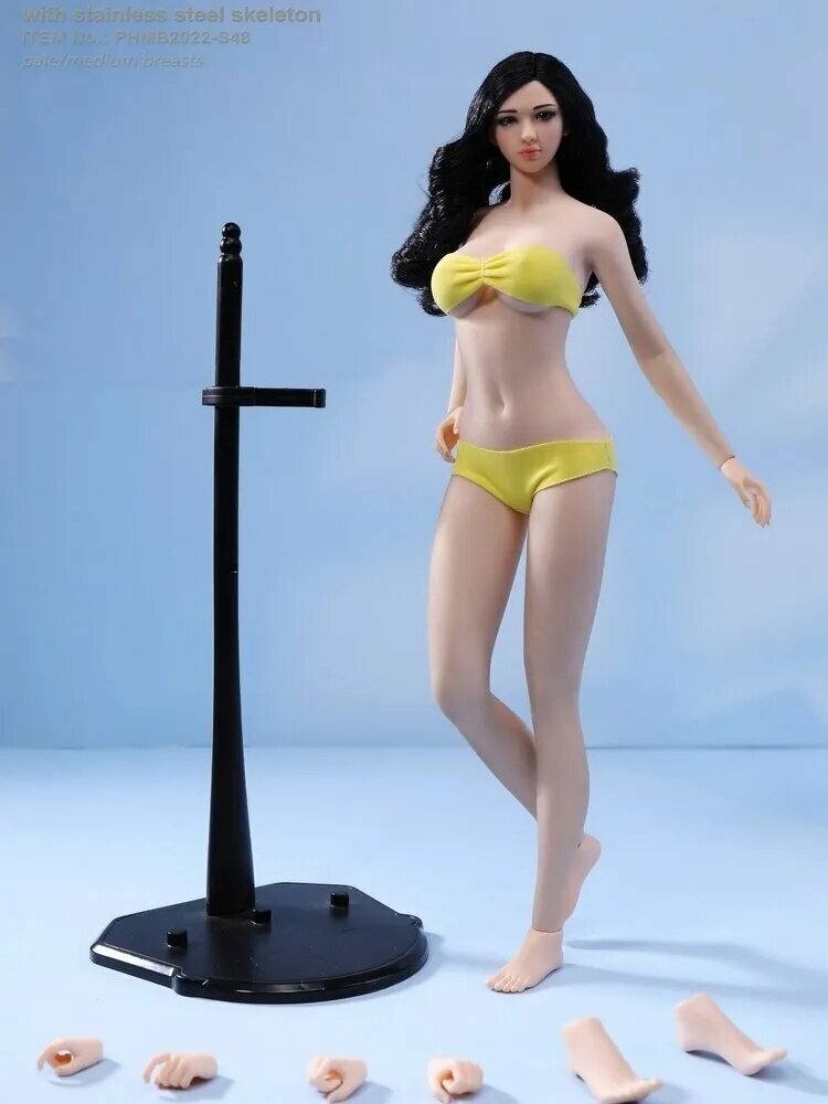 TBleague PHMB2022-S48 1:6 силиконовая женская игрушечная кукла со средней грудью и бледной кожей