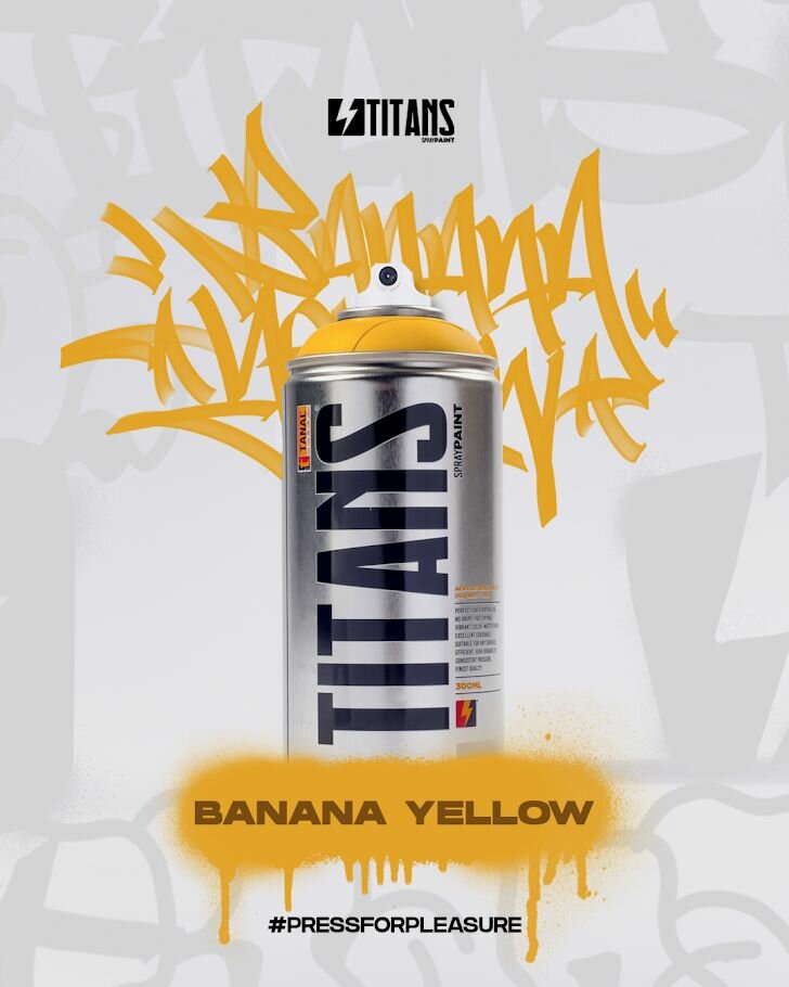 Аэрозольная краска для граффити и дизайна TITANS 04 Banana Yellow 300мл.