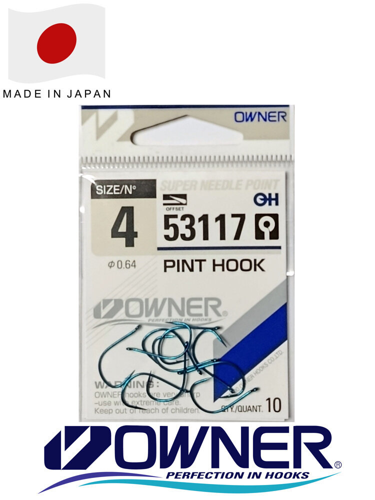 Крючки OWNER 53117 №4 PINT HOOK / Крючок, Овнер, одинарные для рыбалки.