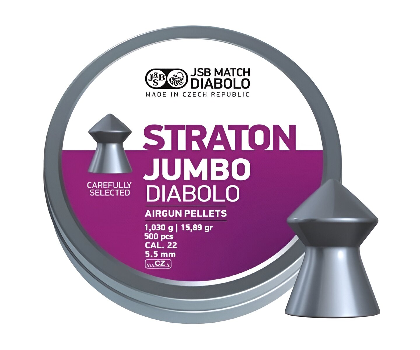 Пули JSB Straton Jumbo Diabolo для пневматики, 5,5 мм, 1,03 гр, 250 шт.