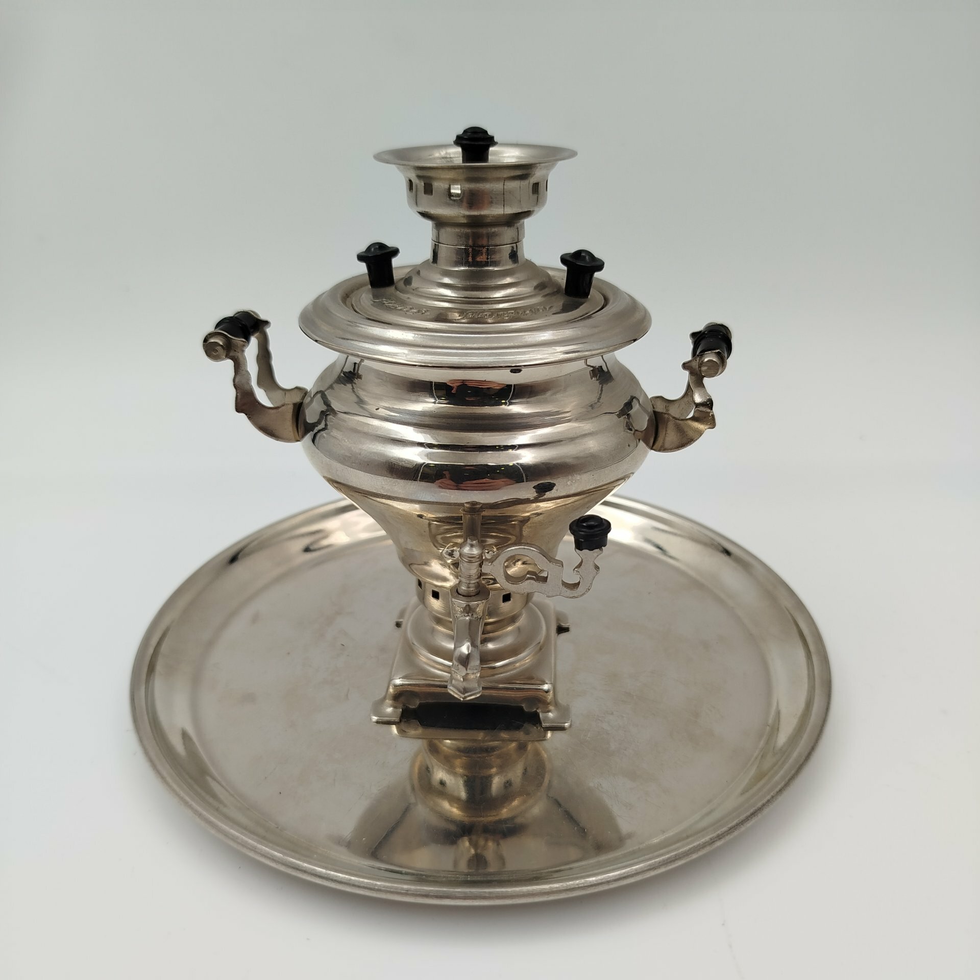 Самовар сувенирный на подносе "Ясная поляна", металл, пластик