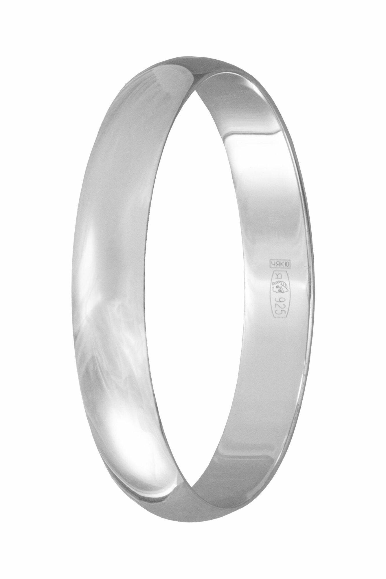 Кольцо обручальное, тонкое, серебро, 925 проба