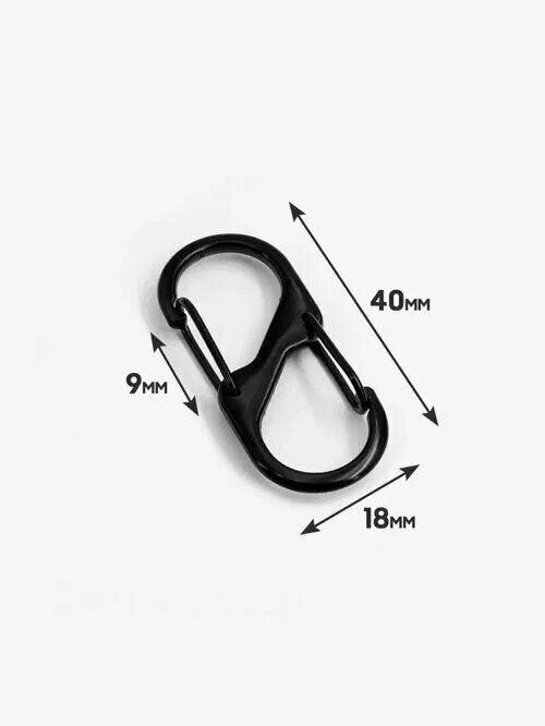 Карабин вспомогательный двусторонний, мини карабин металлический (10 шт.) Чёрный