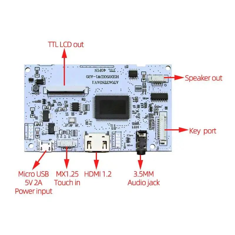 7-дюймовый ЖК-дисплей 800x480 HDMI driver board