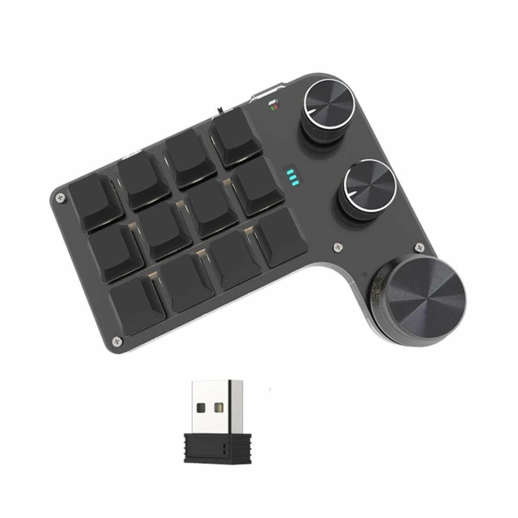 Программируемая RGB-клавиатура с 12 клавишами и 2 энкодерами, Черный