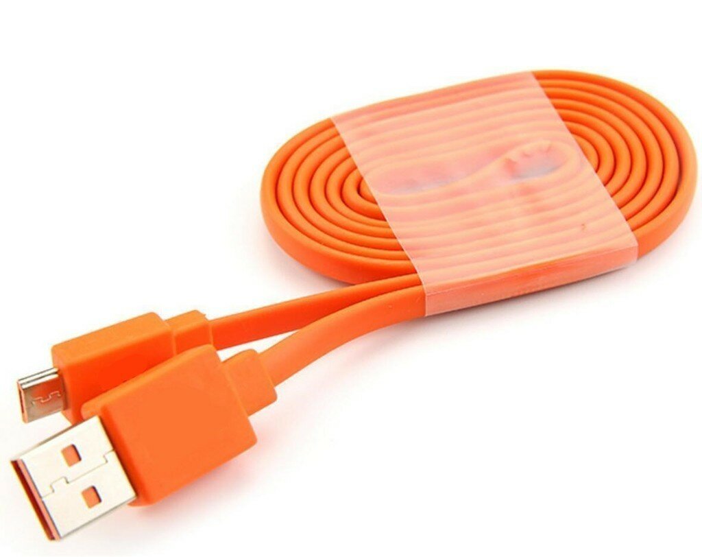 Кабель micro usb для зарядки jbl charge 3, jbl flip 4, плоский, оранжевый