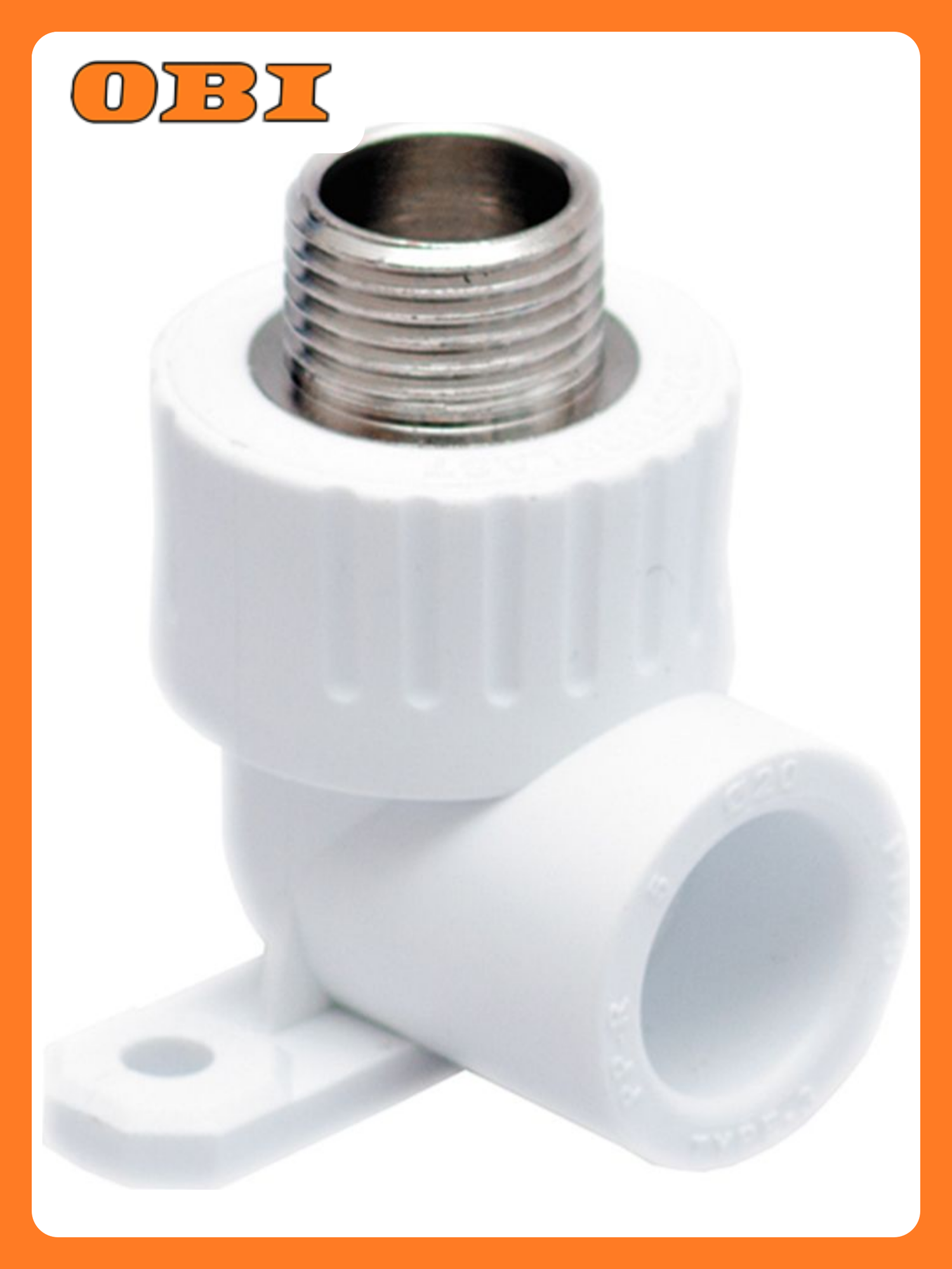 Угольник комбинированный с креплением PPR наружная резьба 20х 1/2, белый, RTP