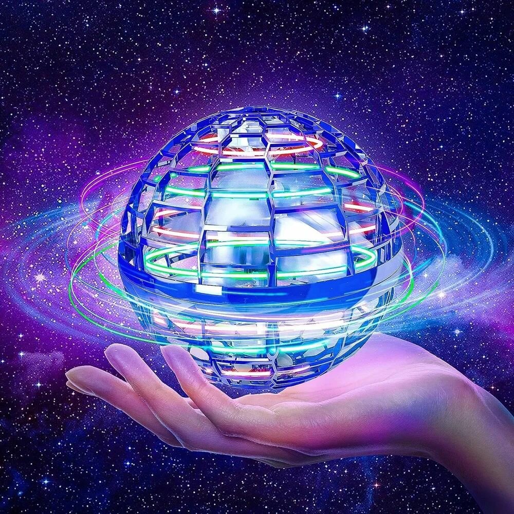 Летающий шар бумеранг со светом/ Spin Ball FLYATOR/ Спиннер Синий