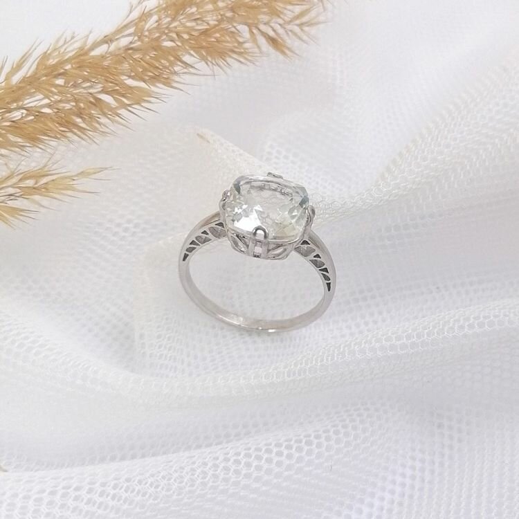Кольцо, серебро, 925 проба, родирование, горный хрусталь