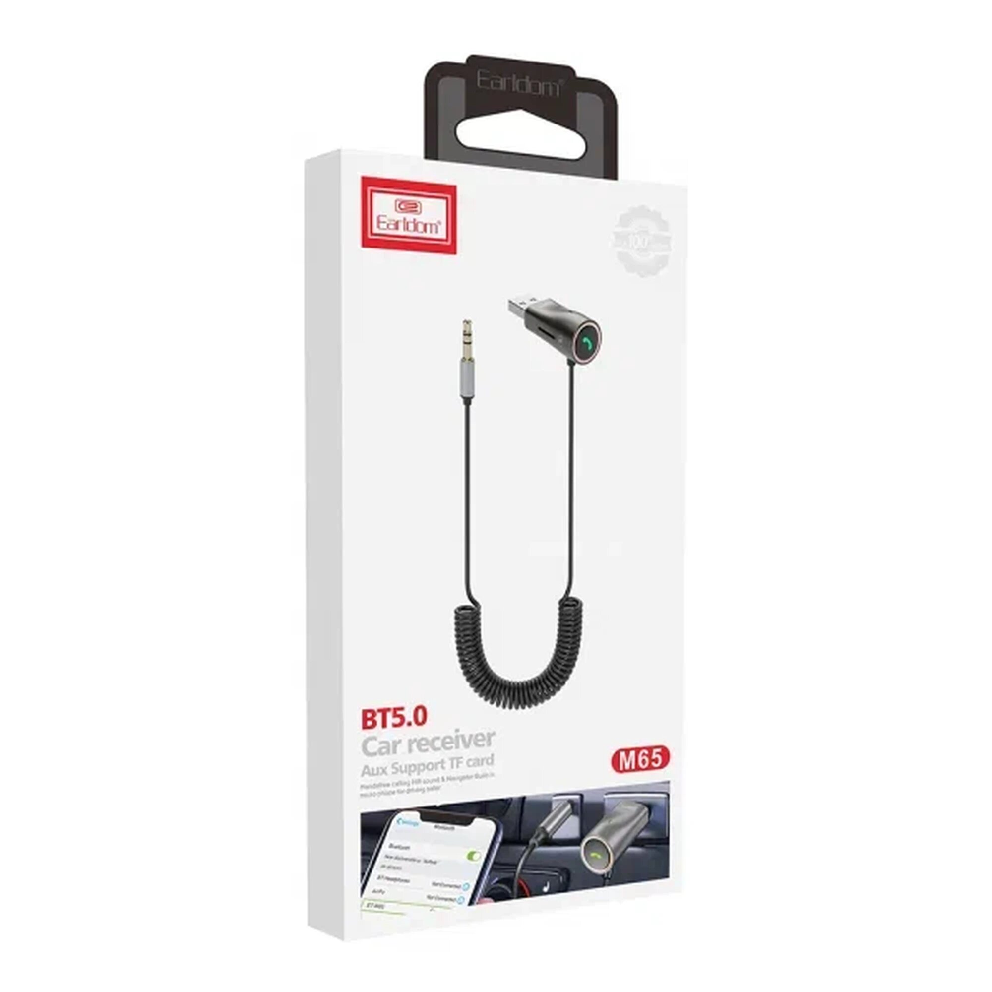Адаптер для автомобиля Earldom M65, Bluetooth 5.0, AUX, цвет черный
