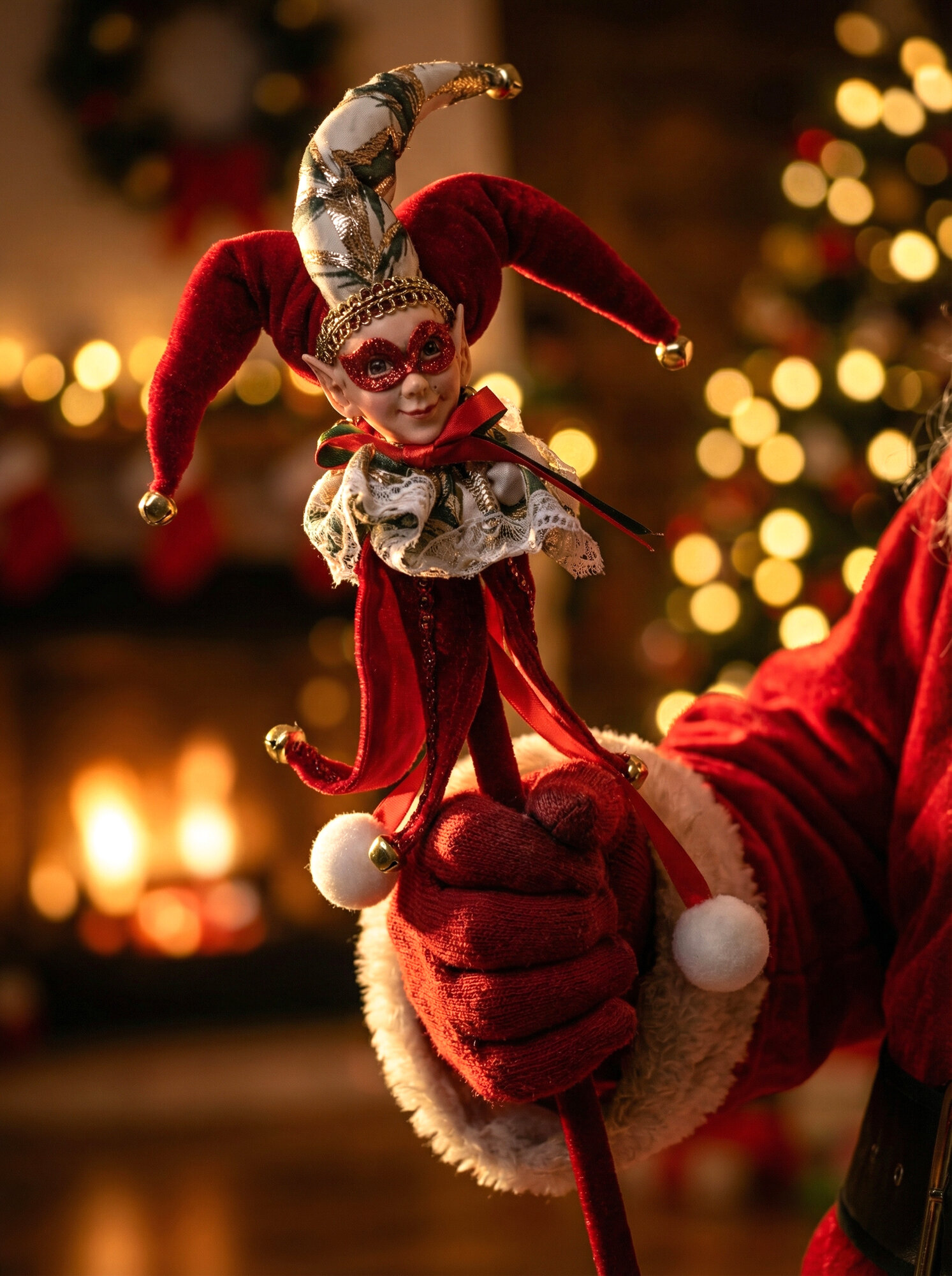 Новогоднее украшение для ёлки и декора-Рождественский эльф на ёлку, 55 сантиметров, красный