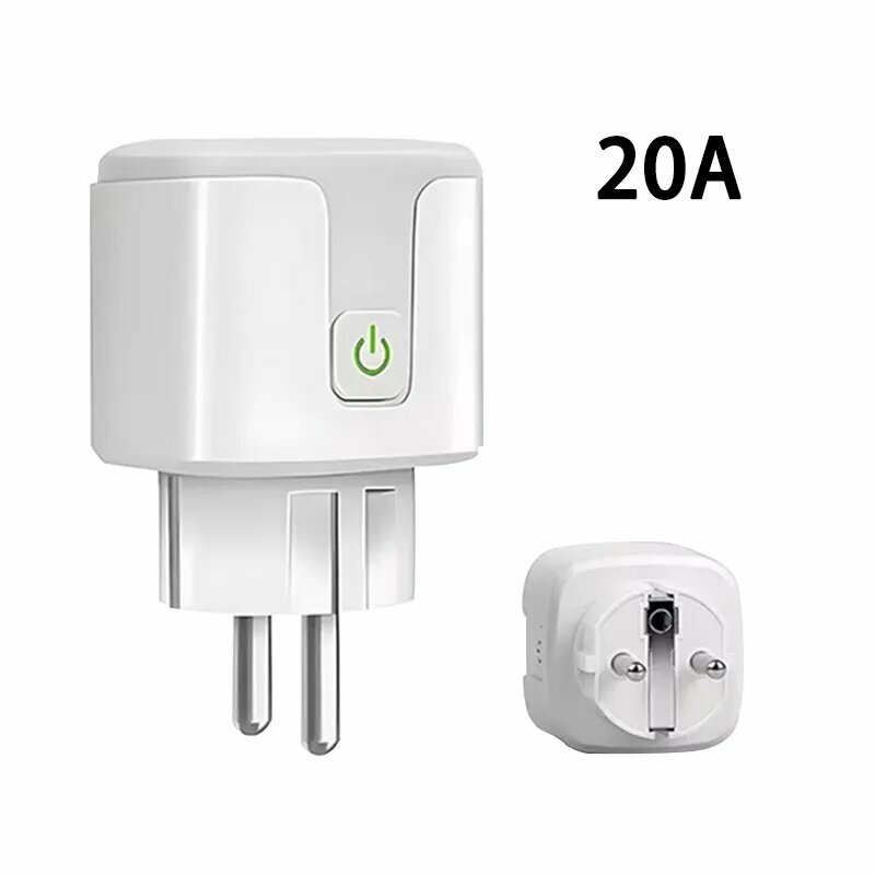 Умная Wi-Fi розетка Tuya 20A, европейской вилкой, без шлюза, совместима с Алисой, Google Home и Маруся, AC 100 240V