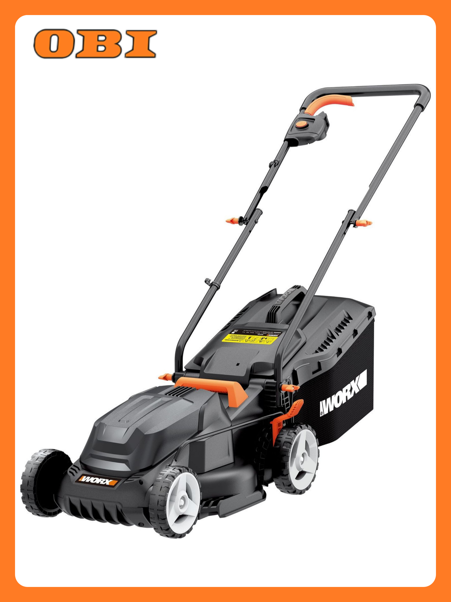 Газонокосилка электрическая WORX WG713E, 1200Вт, ширина скашивания 34см, травосборник 30л