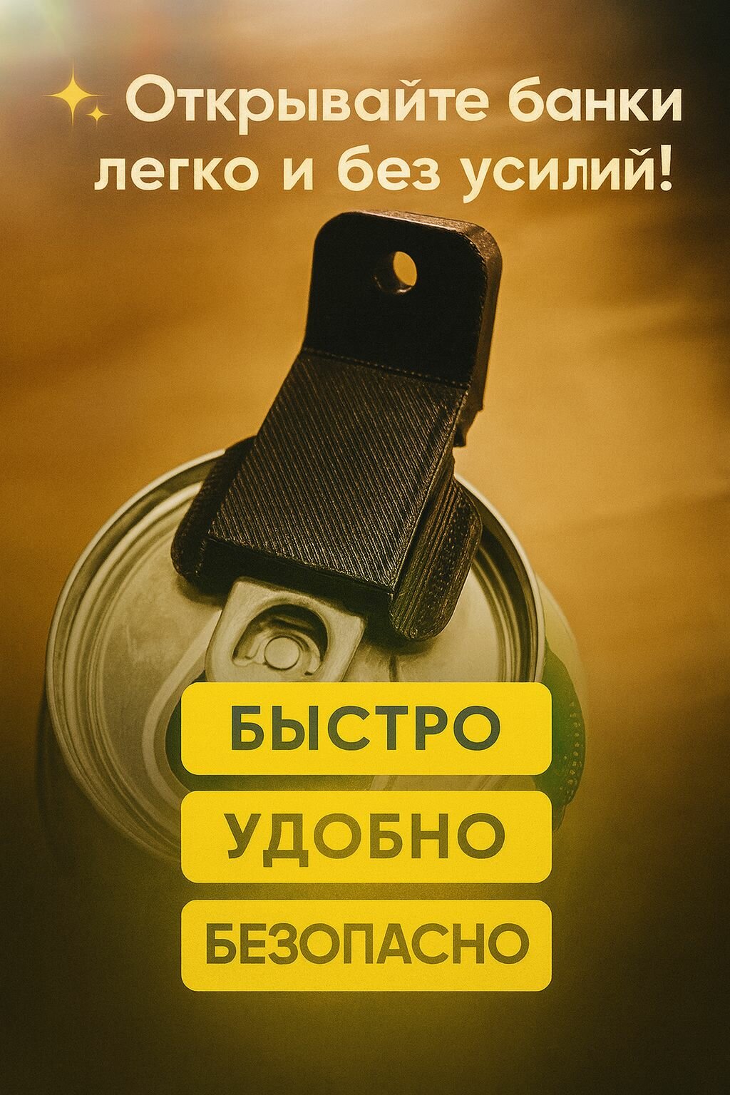 Брелок-открывашка для ж/б банки для напитков , черного цвета