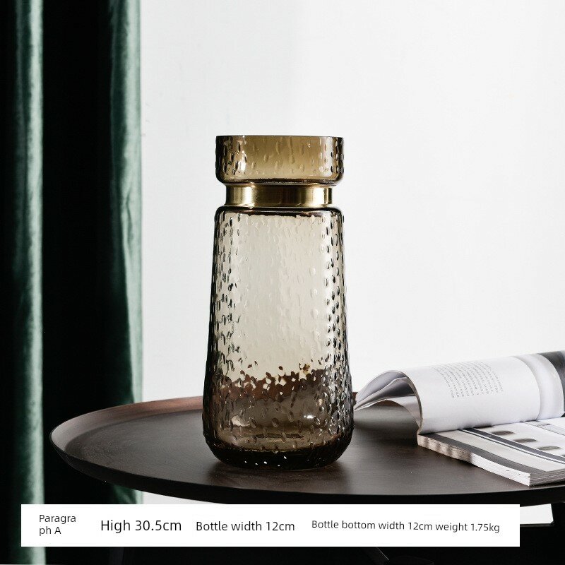 Коричневая стеклянная ваза, французский стиль, элитный дизайн, для гостиной и обеденного стола, прямая цилиндрическая