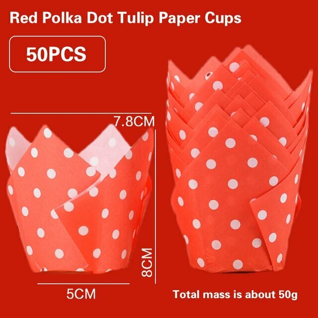 50 шт. бумажных формочек для кексов в форме тюльпана, маслостойкие вкладыши для выпечки кексов, инструменты для украшения кексов, формочки для кексов.