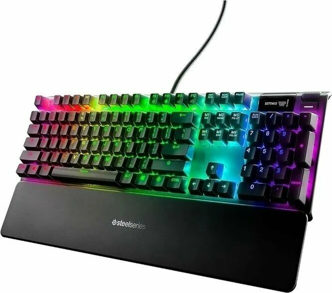 SteelSeries Игровая клавиатура проводная Apex pro, (SteelSeries QX2 Blue), Английская раскладка, черный