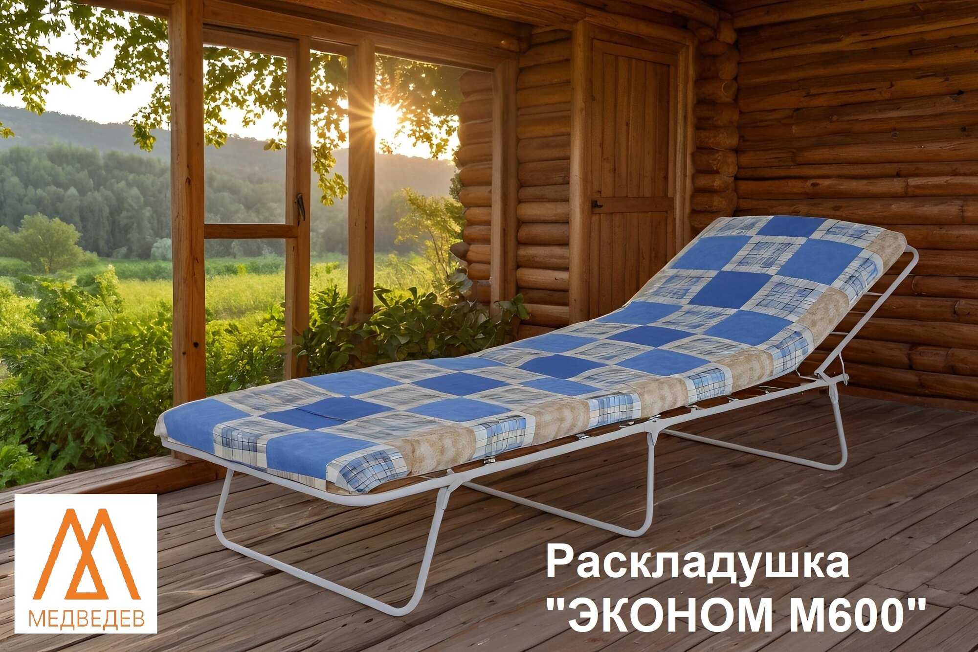 Кровать раскладная (раскладушка) "Эконом М600" с подголовником и матрасом недорого