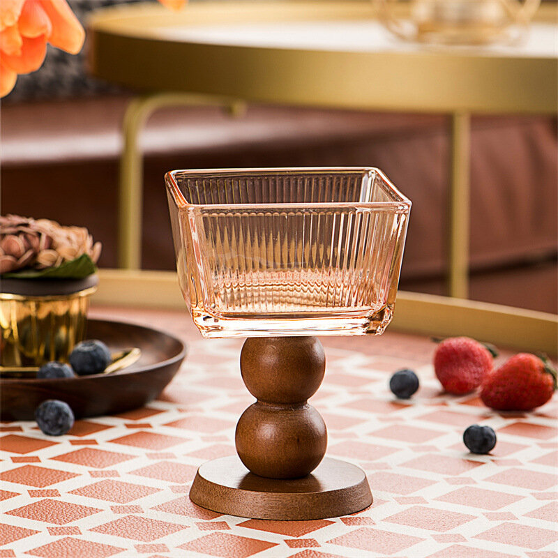 Чаша для мороженого, французская винтажная десертная чаша, стеклянная чаша-бокал, фруктовница, домашняя чаша для