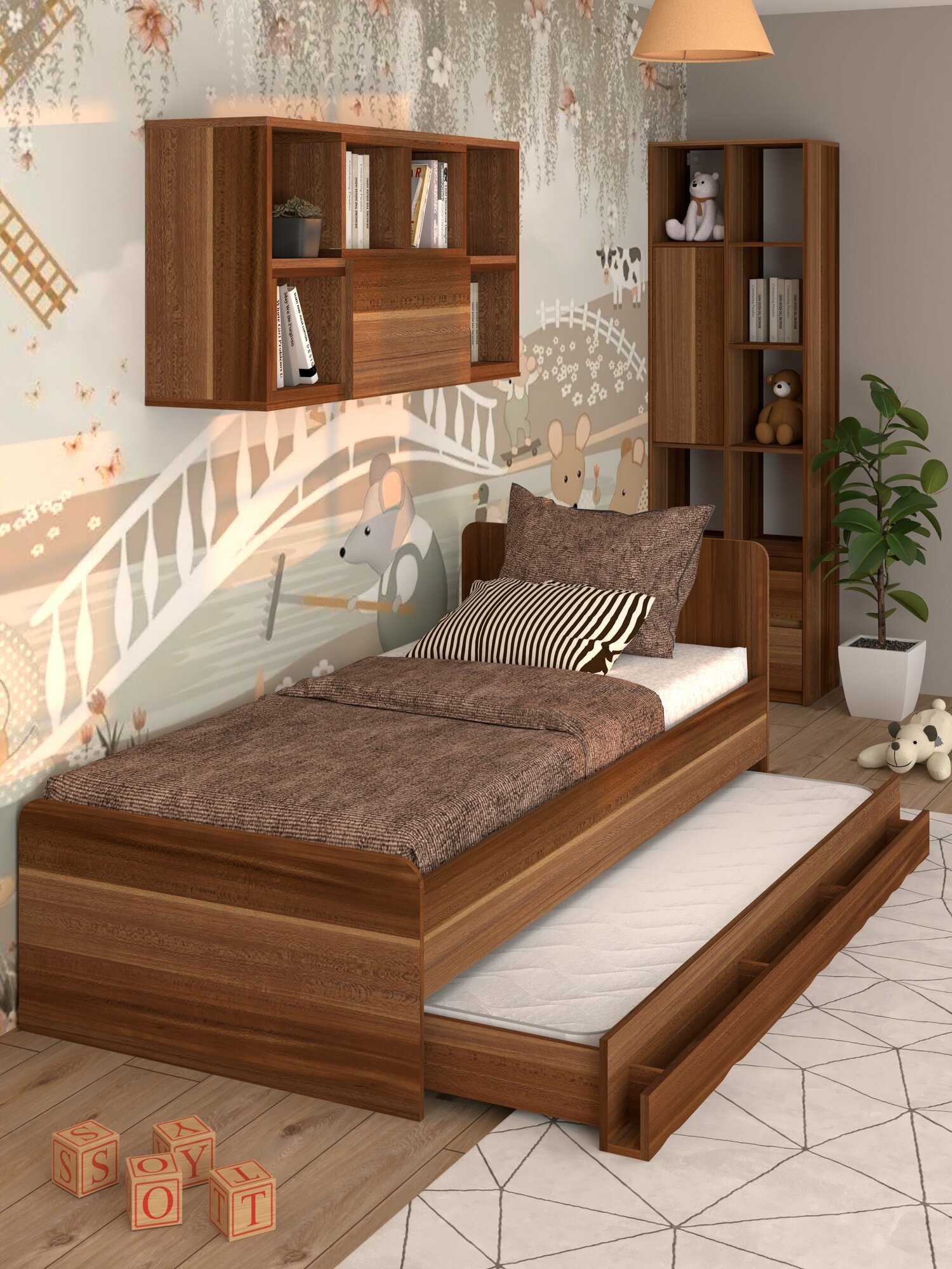 Есэндвич Grand Лаворо Кровать 90х200 с дополнительным спальным местом (Слива валлис) 203х93х80 см