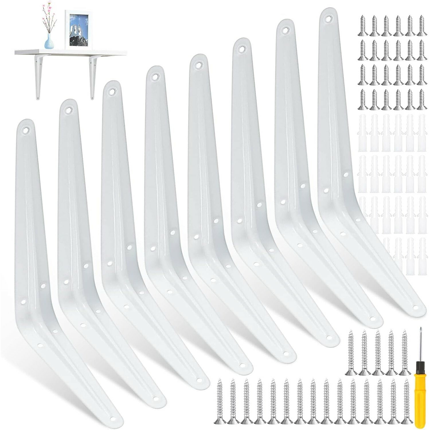 Набор уголки для полки, 25х20 см, 8 шт / Крепления для полок