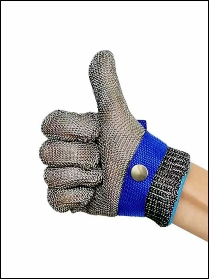 Перчатка рабочая мужская защитная кольчужная размера M для защиты рук при разделке мяса, рыбы, устриц / хозяйственная / строительная 1 шт