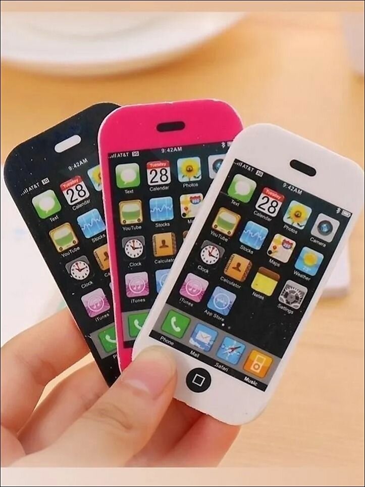 Школьный ластик, 2 комплекта по 6 штук в стиле мобильного телефона Apple, черный, белый, розовый