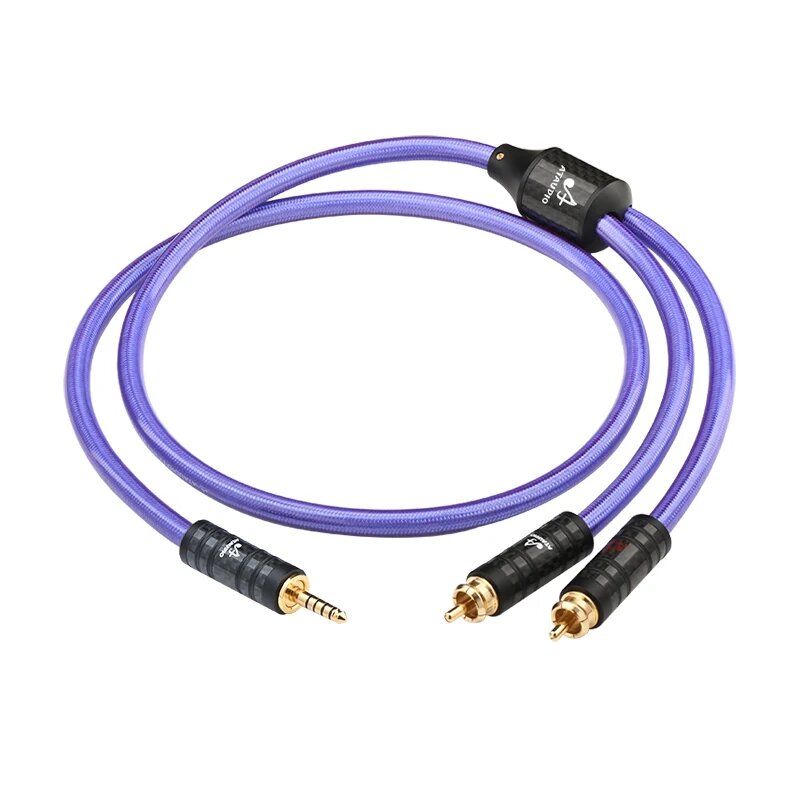 ATAUDIO HiFi OCC посеребренный аудиокабель 4.4мм до 2RCA 4.4mm to 2RCA Cable, 1,5 м