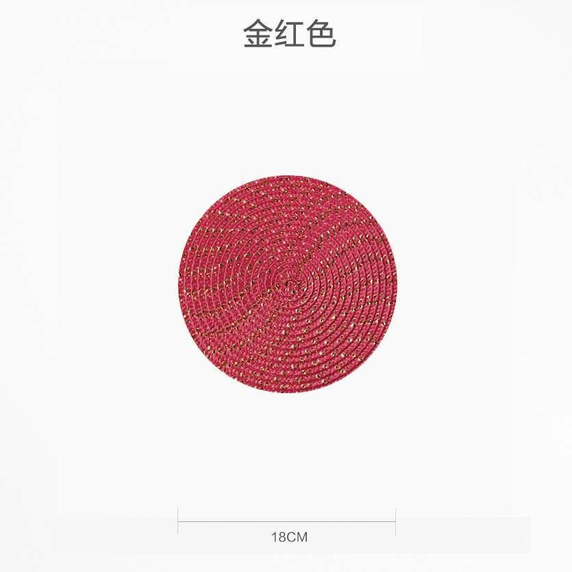 Оптовая американская золотая серебряная красная текстура PP плетеные круглые столовые коврики столовые коврики