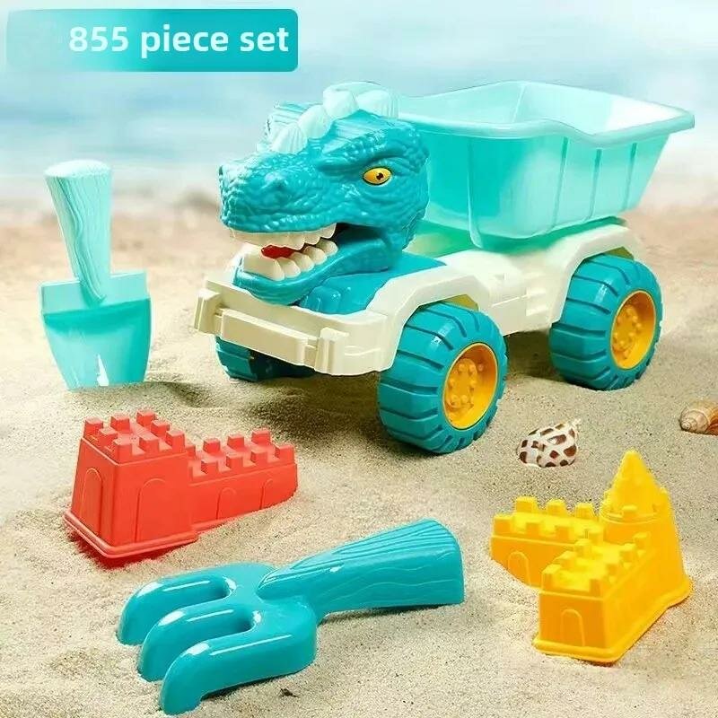 Набор пляжных игрушек для детей Jianxiong Песочница Песочная ложка Инструменты для песок Детский Кубок для песка Мальчик Девушка (Большой динозавр ATV Набор из 5 штук)