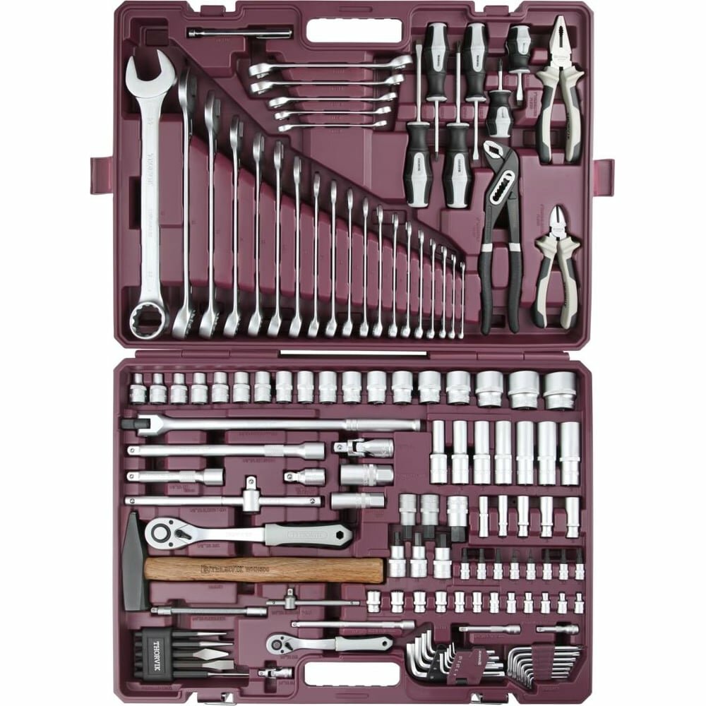 Универсальный набор инструмента THORVIK TS128 1/4", 1/2"DR, 128 предметов 054015