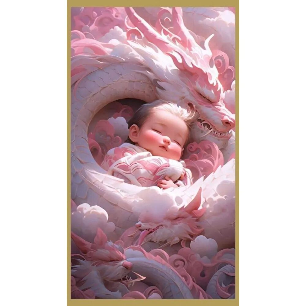 Алмазная Мозаика "Фэнтези Арт Дракон И Дитя" 40х50 См Алмазная Вышивка / Картина Стразами Подарков / Украшения