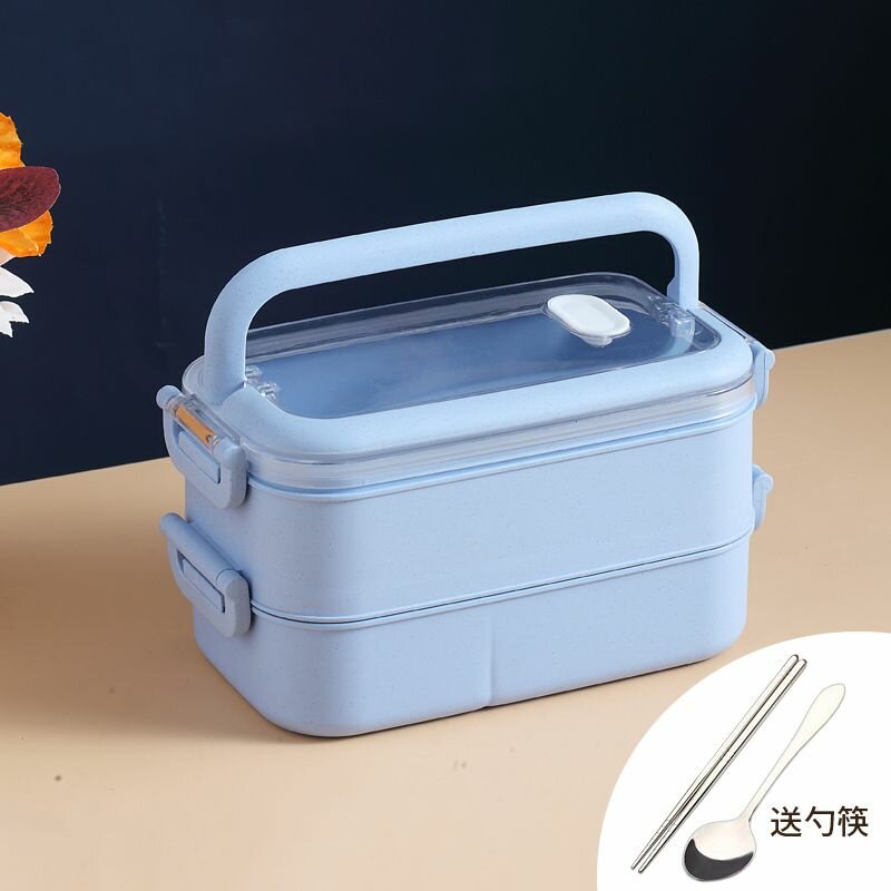 Японский стиль, двухслойный ланч-бокс, бенто-бокс для офисных работников и студенток, микроволновая, разделенная, портативная ланч-бокс набор