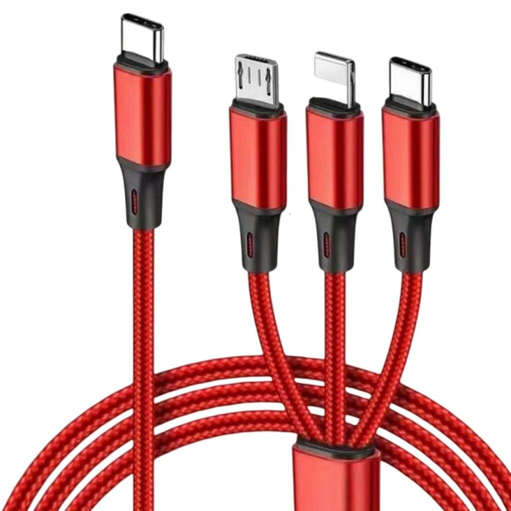 3 в 1 USB кабель быстрой зарядки, красный