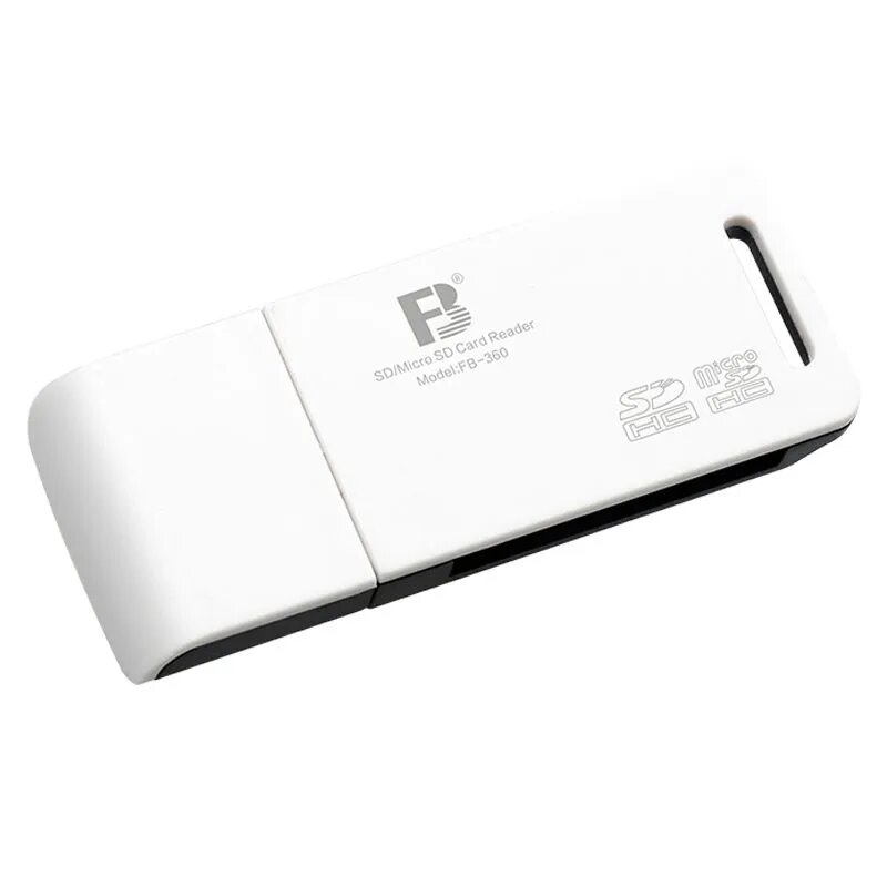 Читалка карт FB360 USB2.0 с двумя входами для карт TF и SD, поддерживающая форматы SDHC, возможность одновременной работы, слоты для MMC, цвет черный