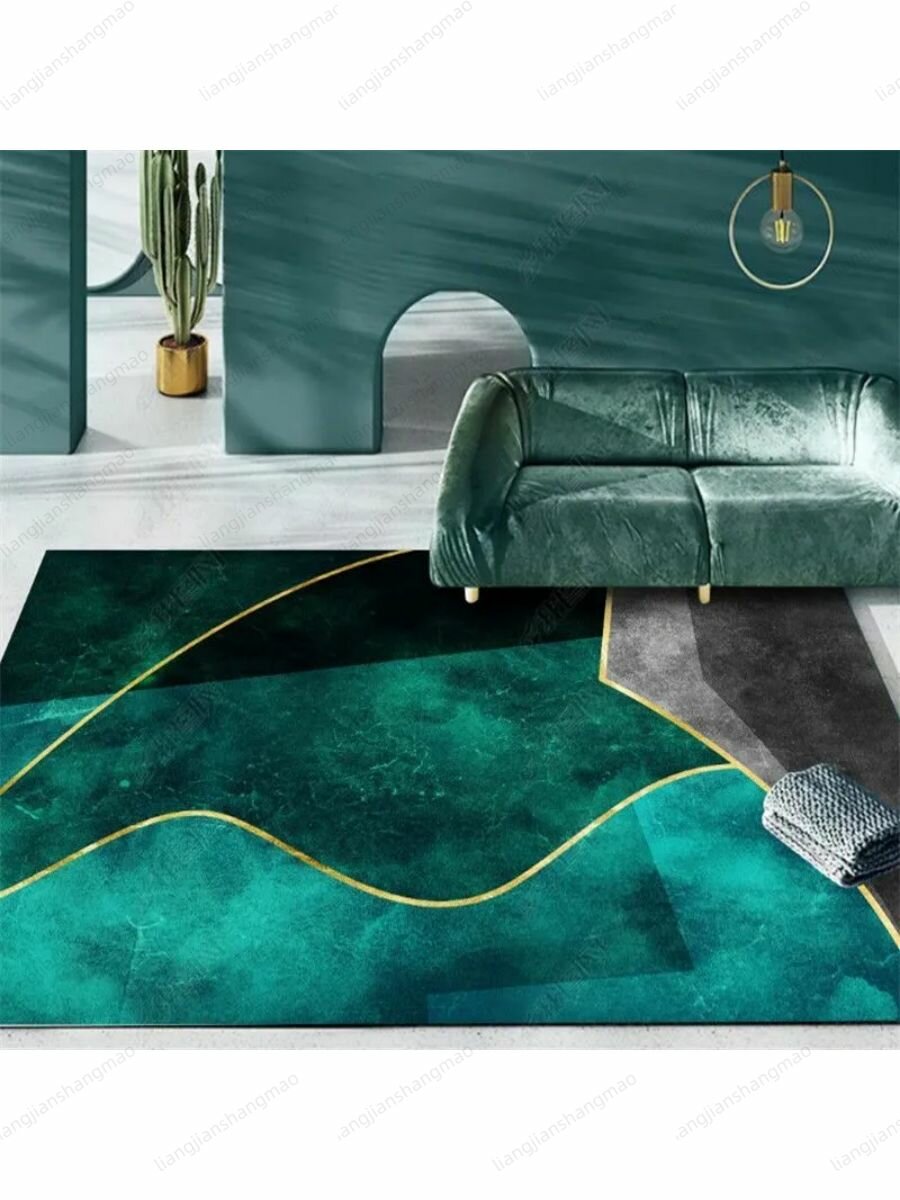 Ковер на пол для комнаты безворслвый "Изумрудный мрамор" 140х200