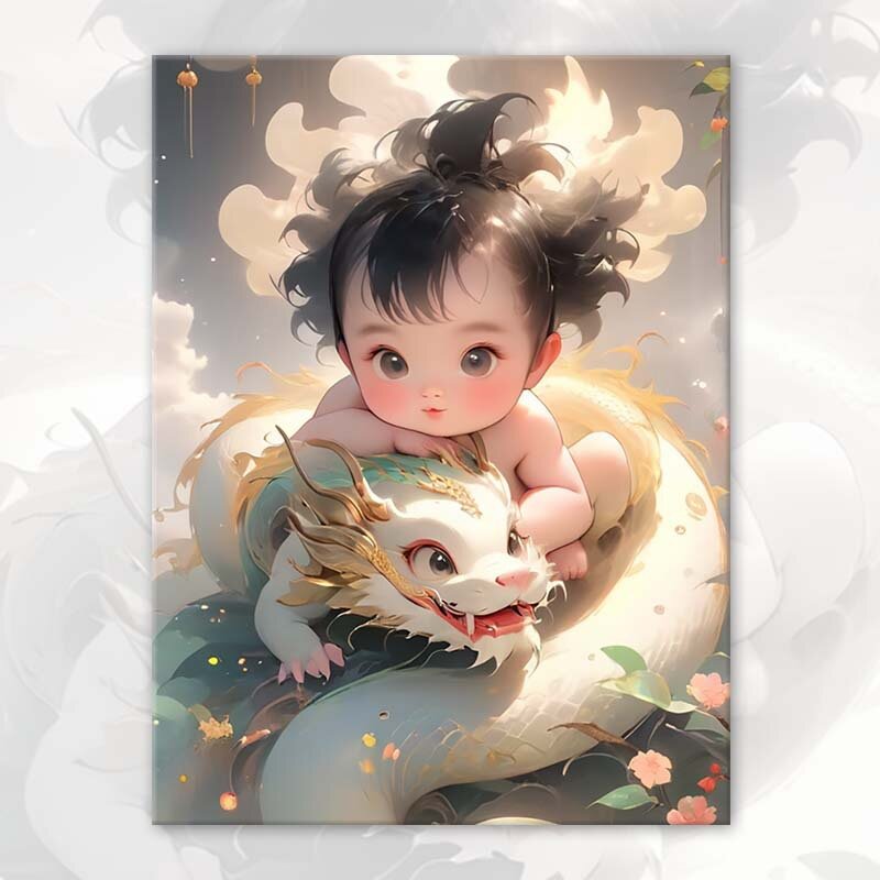 Набор для цифровой живописи Dragon Baby Series 6 - ручная работа для детей, мультяшный дизайн, холст 60x75 см,
