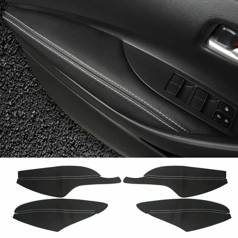 Эксклюзивный чехол для подлокотника двери Toyota Corolla E210 2019 2024 годов, включая гибрид, выполнен из комбинации микрофибры и кожи