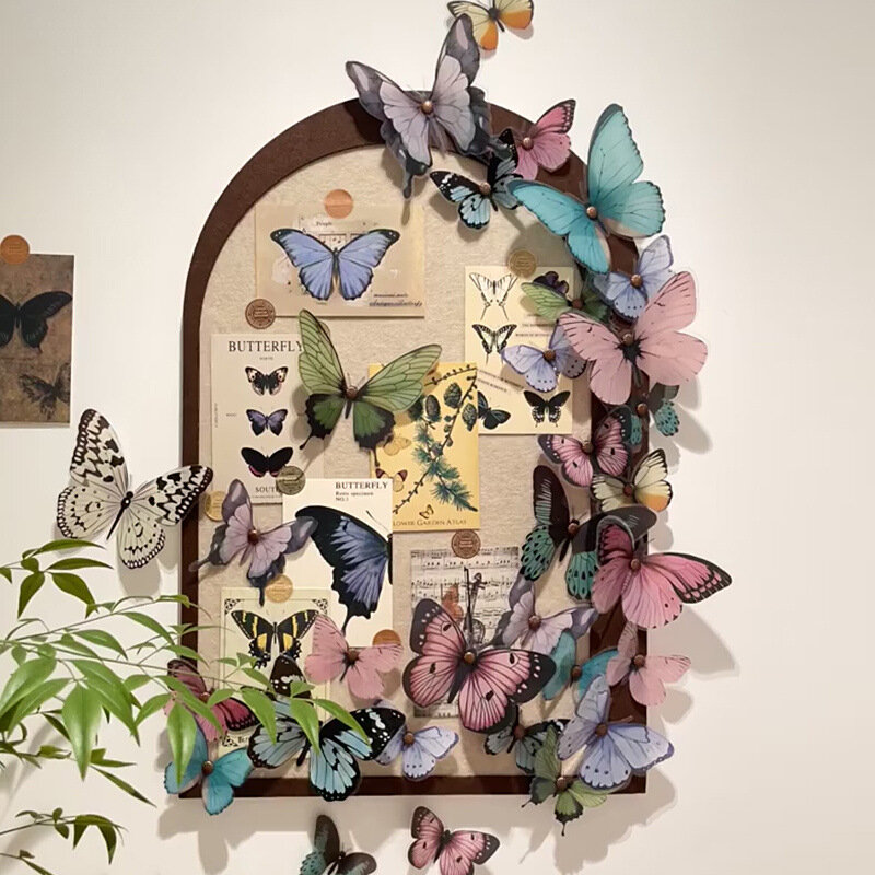 Полный набор бабочек настенная фетровая доска фото стена самоклеящаяся без сверления ручная работа DIY фон для дисплея наклейка на стену декор