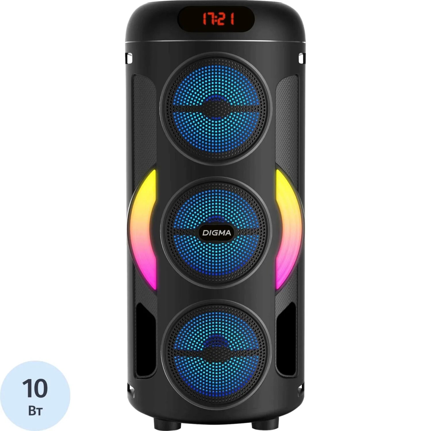 Акустическая система Digma D-MC1721 черный 10Вт/FM/USB/BT/micro SD