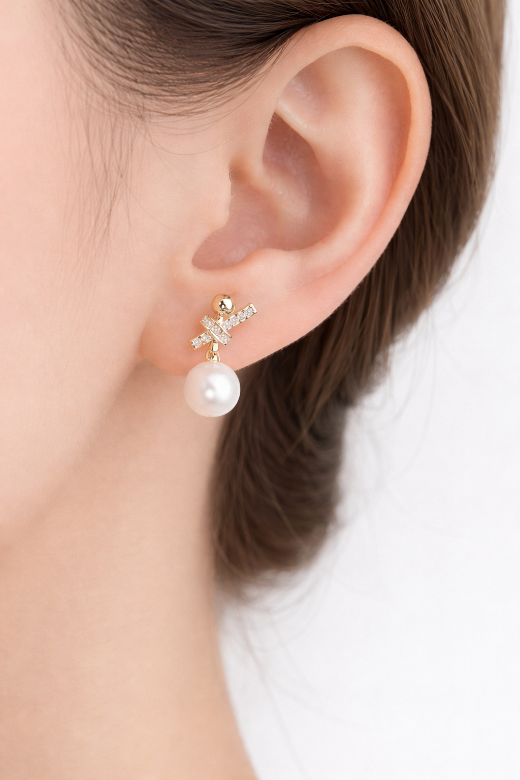 Серьги пусеты, с подвесками, жемчуг имитация