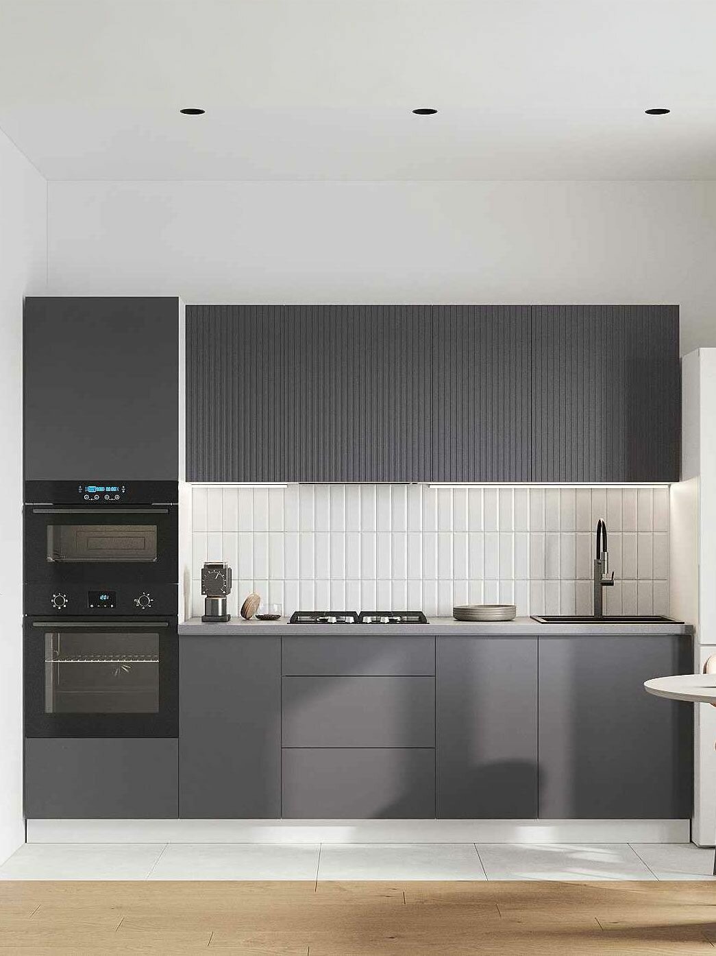 Кухонный гарнитур Комби 2.6 м, мебель для дома и кухни, Белый / Графит