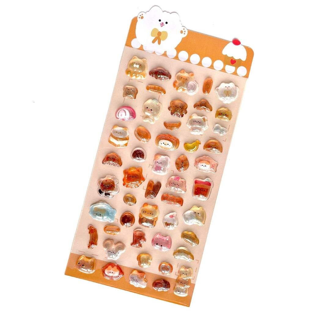 3D стикеры с животными, блестящие, апельсин. цвет